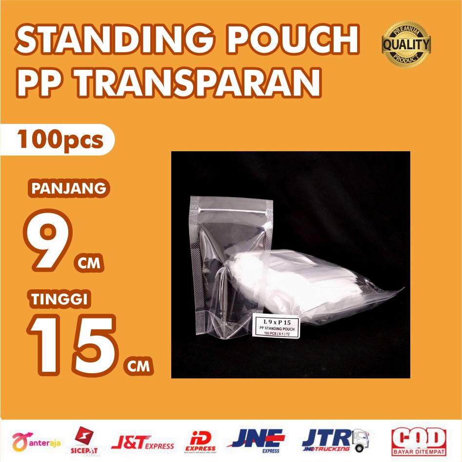 Jual [100PCS] STANDING POUCH TRANSPARAN PLASTIK KLIP BENING SEAL TEBAL ...