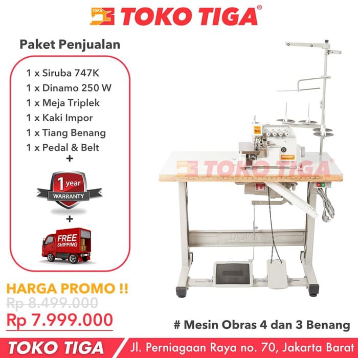 Jual Mesin Obras Jahit SIRUBA 747K / 747 K - Obras Benang 4 Industrial Garmen | Shopee Indonesia