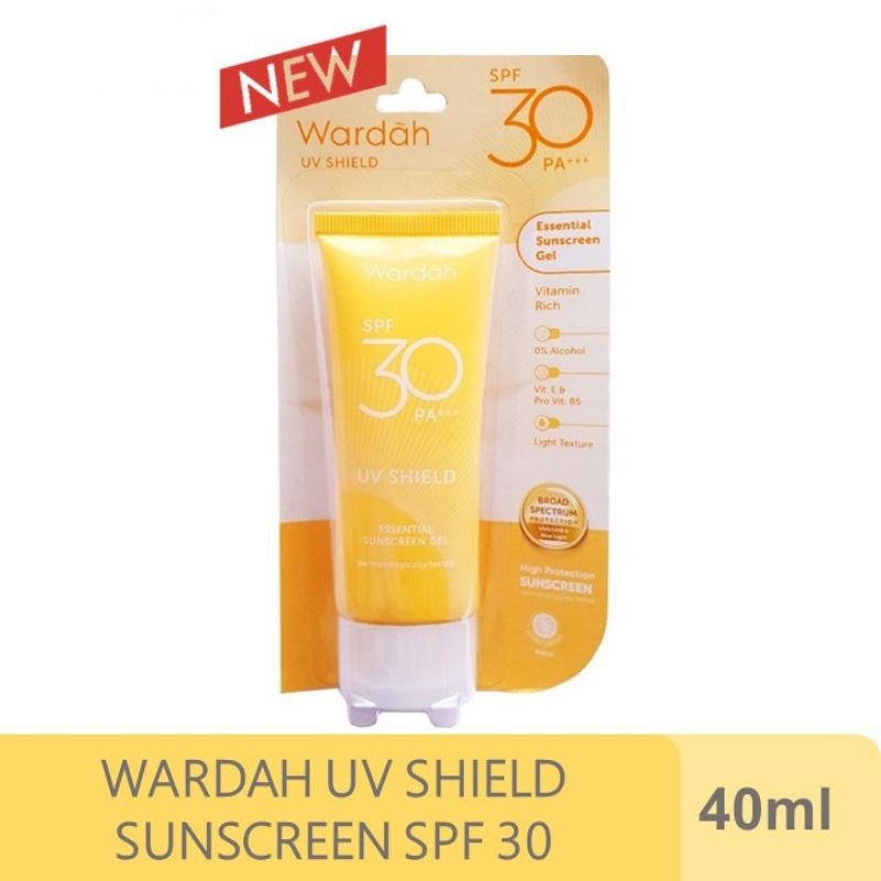 Jual WARDAH UV Shields Essential Sunscreen Gel SPF 30 netto 40ml ...