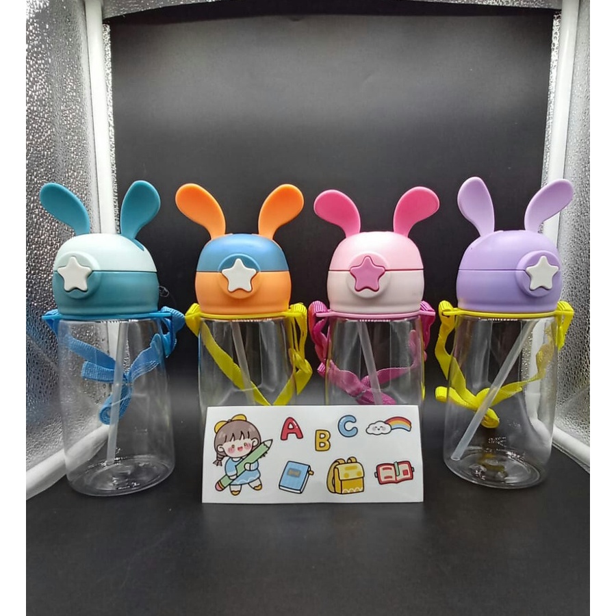 Jual Botol Minum Anak tutup Karakter 500ml Dilengkapi Tali Sedotan Dan ...