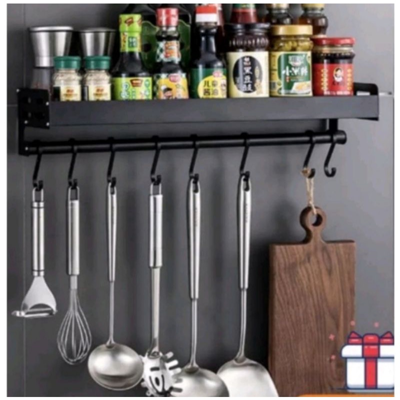 Jual Rak Dapur Dinding Kitchen Rack Bumbu Gantung Aluminium Anti Karat ...