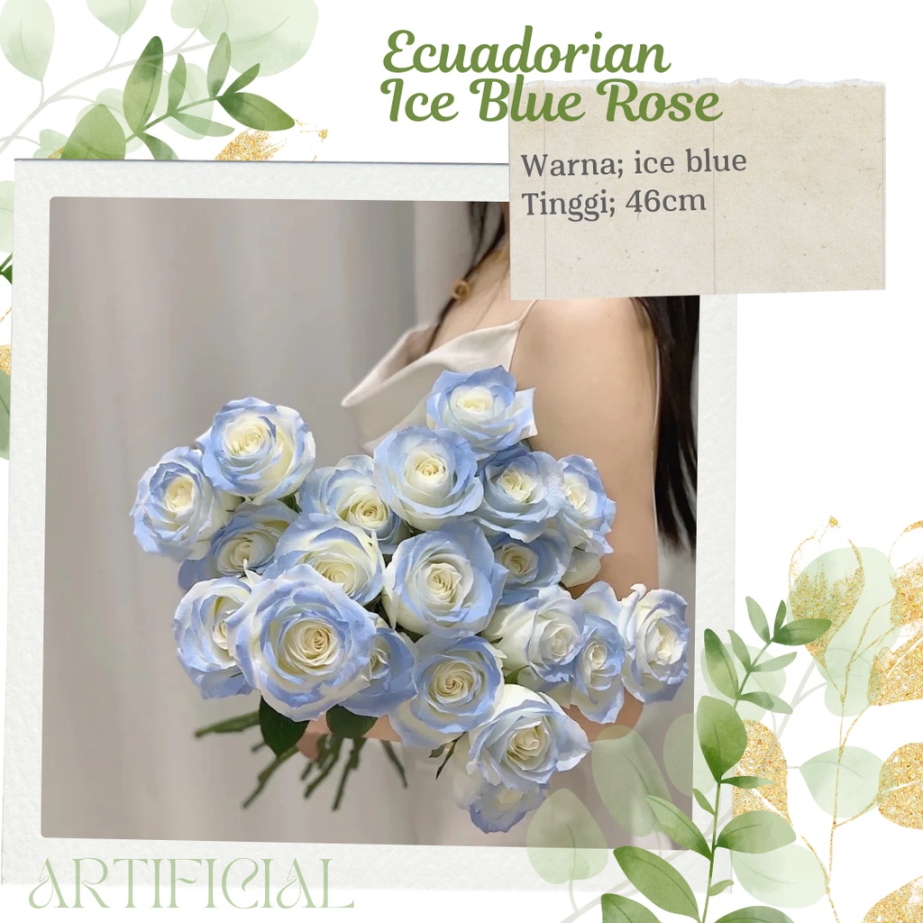 Jual Bunga Artifisial Premium Bunga Ecuadorian Ice Blue Rose | Shopee ...