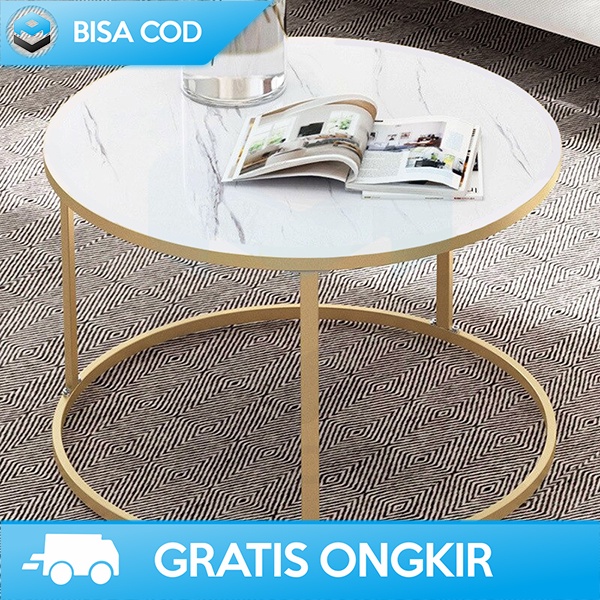 Jual MEJA SOFA MARBEL ESTETIK KAYU MDF BUNDAR BAHAN KOKOH DESAIN ELEGAN ...