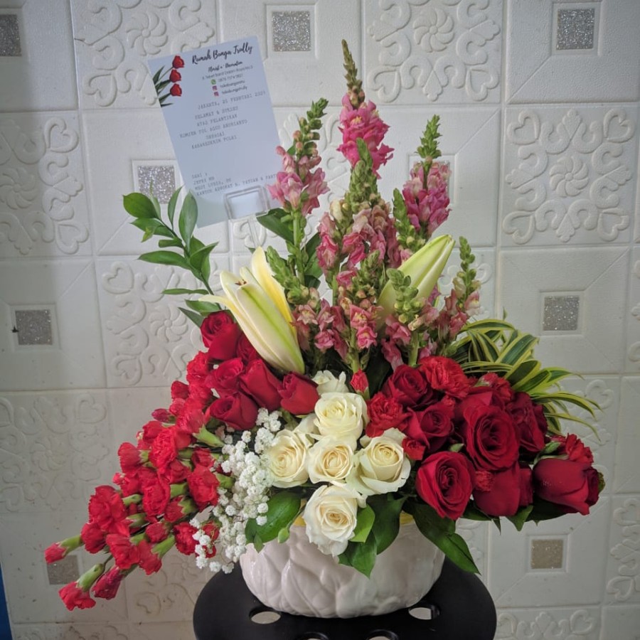 Jual BUNGA MEJA | RANGKAIAN BUNGA SEGAR | BUNGA CARNATION LILY MAWAR ...