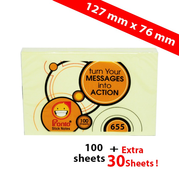 Jual Sticky Notes Pronto 655 (isi 100 sheets + Extra 30 sheets ...