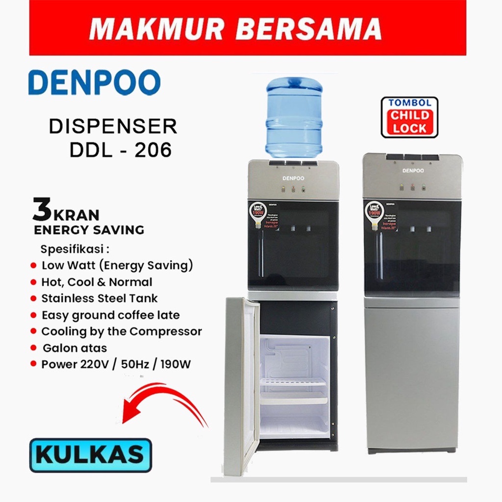 Jual DISPENSER GALON ATAS DENPOO DDL 206 - BAGIAN BAWAH KULKAS | Shopee ...