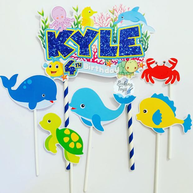 Jual Diskon Sea Animals / Hewan Laut / Ikan Fish Topper Cake Birthday ...