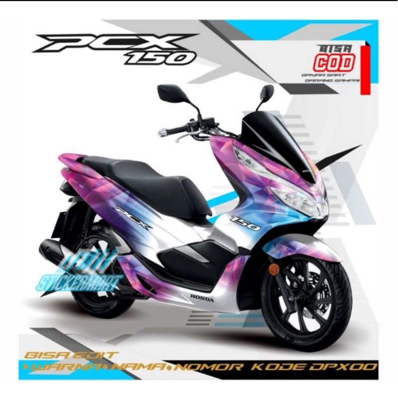 Jual decal pcx 150 motif gradasi terbaru bisa tambah nama+nomor ...