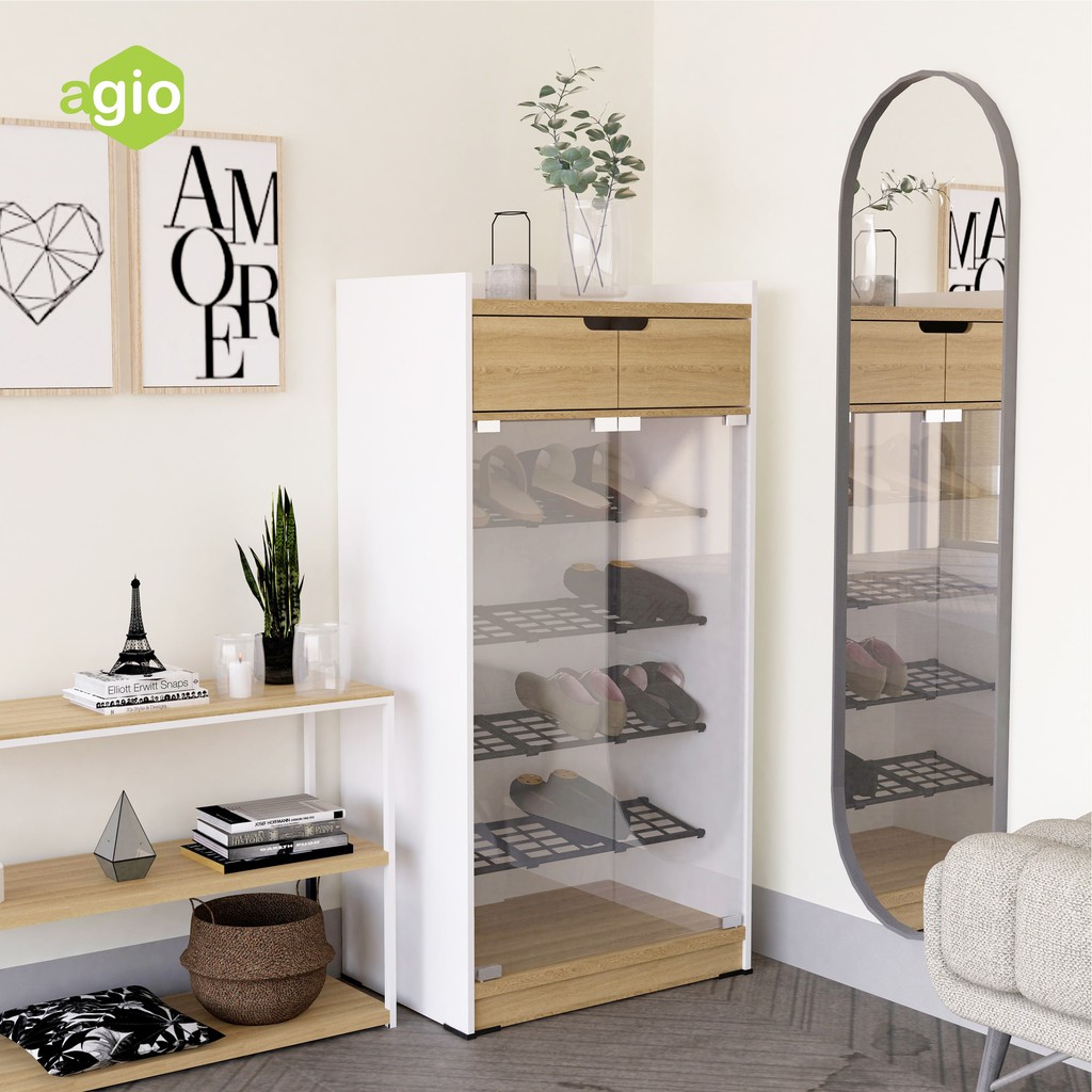 Jual Oggi - Lemari Sepatu Tertutup Kaca Anti Debu / Rak Sepatu Susun ...