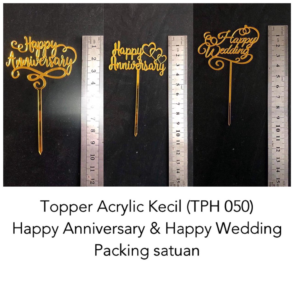 Jual Topper Kue Acrylic Anniversarry / Wedding / Kecil Emas/ Cake ...
