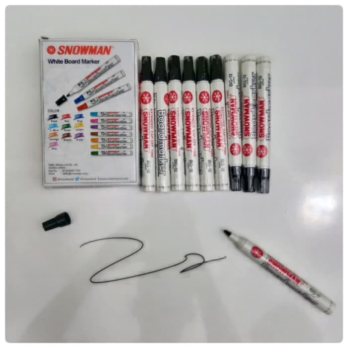Jual Spidol Whiteboard Snowman BG 12 untuk 1 box isi 1lusin | Shopee ...