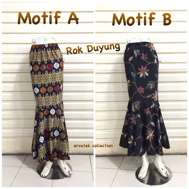 Jual Rok Duyung Mermaid Batik RD03 Motif Bunga Rambat dan Songket Hitam ...