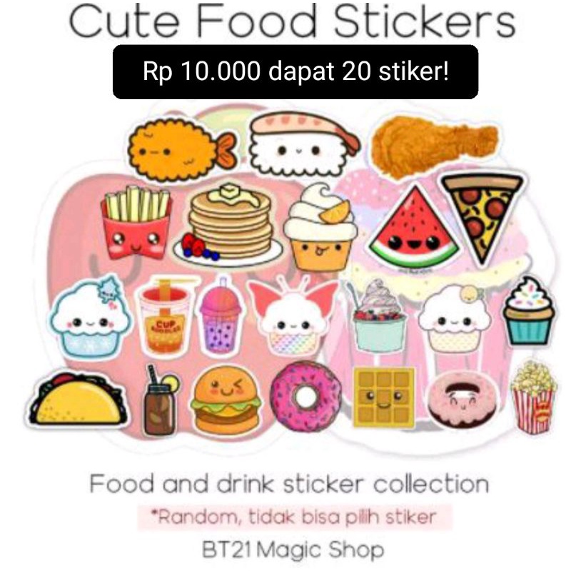 Jual [READY STOCK] Cute Food Sticker (Stiker makanan lucu,stiker HP ...