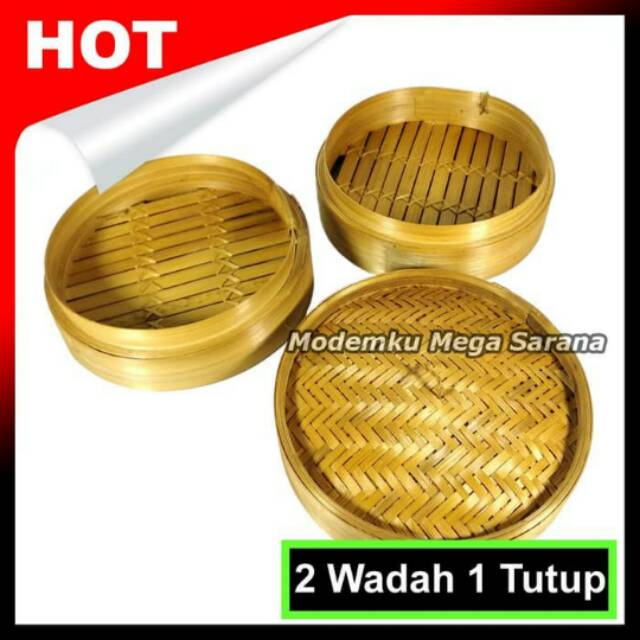 Jual Klakat Bambu DIMSUM 30 cm /Kukusan Bambu - 2 wadah 1 tutup ...