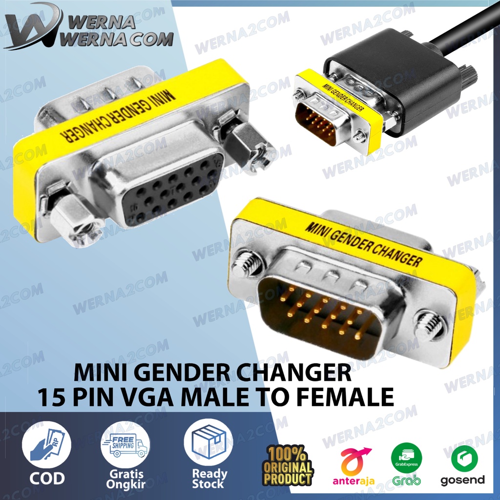 Jual Konektor VGA mini gender changer male to female 15 pin vga ...