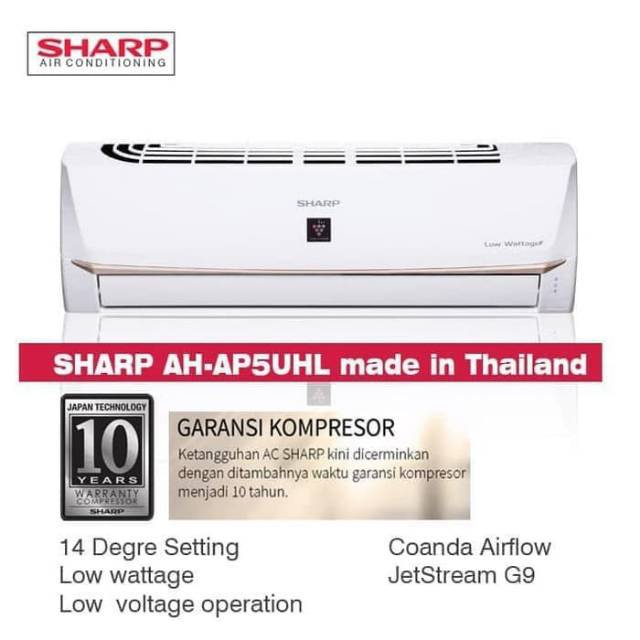Jual AC SHARP AH-AP5UHL 1/2 PK PLASMACLUSTER LOWWAT + PASANG DEPOK | Shopee Indonesia