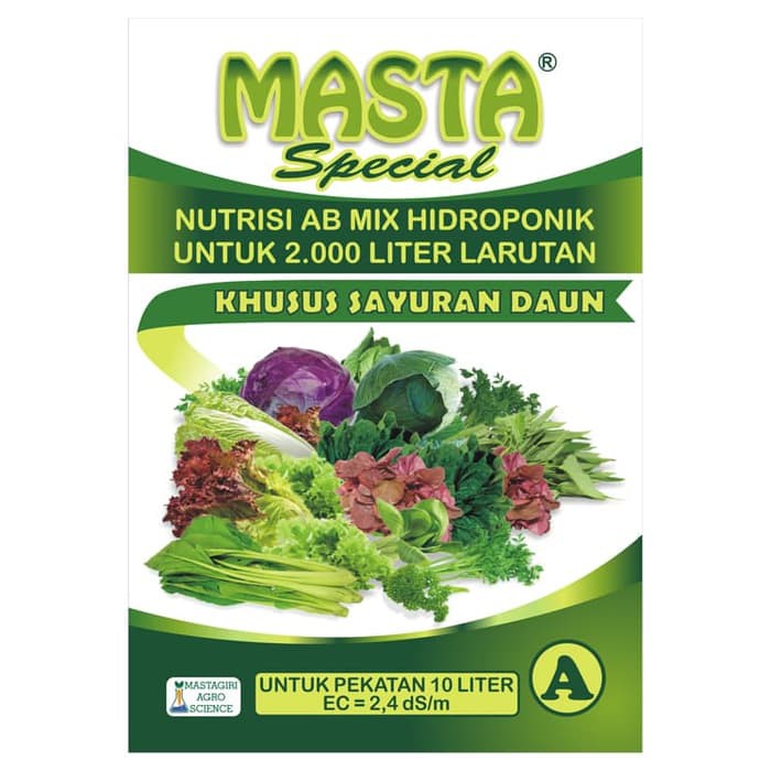 Jual Nutrisi Hidroponik AB Mix MASTA Sayur Daun Kemasan 2.000 L Pkatan ...