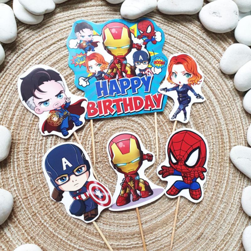 Jual SK Avengers Chibi Birthday Cake Topper Cupcake Pudding Hiasan Kue ...