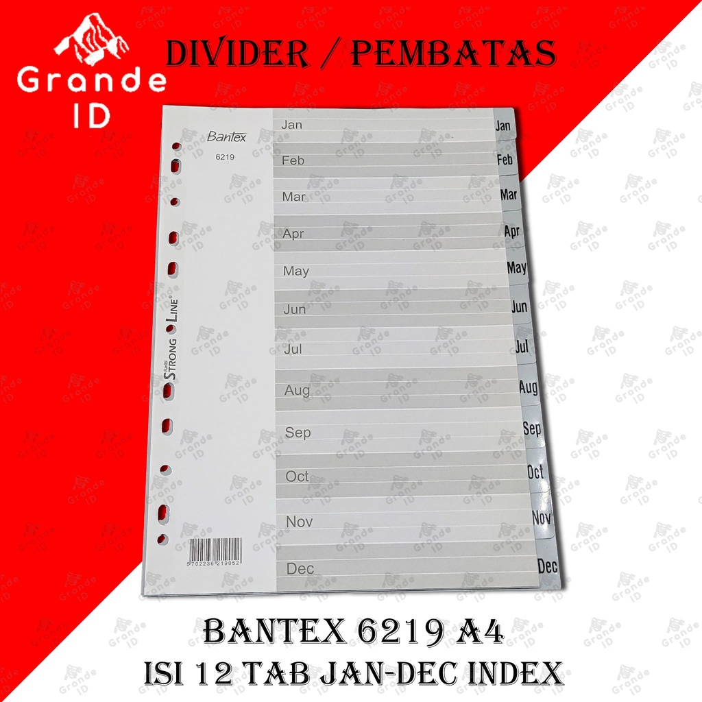 Jual DIVIDER BANTEX 6219 A4 ISI 12 TAB BULAN 1-12 INDEX PEMBATAS FILE ...
