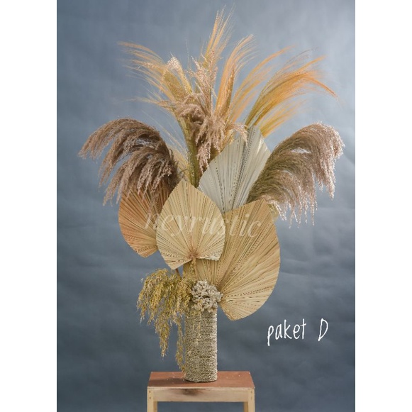 Jual Paket lengkap rustic vas / daun palem/ rayung/ pampas bulu ...