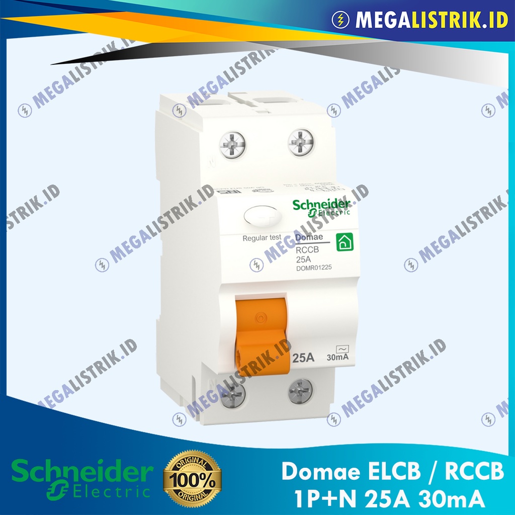 Jual SCHNEIDER ELCB 2P 25A 30MA DOMR01225 / RCCB 1P+N 25 AMPERE DOMAE 1P + N 25 A | Shopee Indonesia
