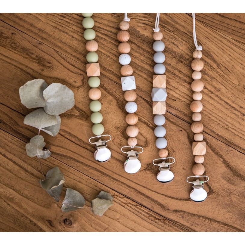 Jual Crumbl Nordic Wooden Pacifier Chain - BPA Free Pacifier Teether ...