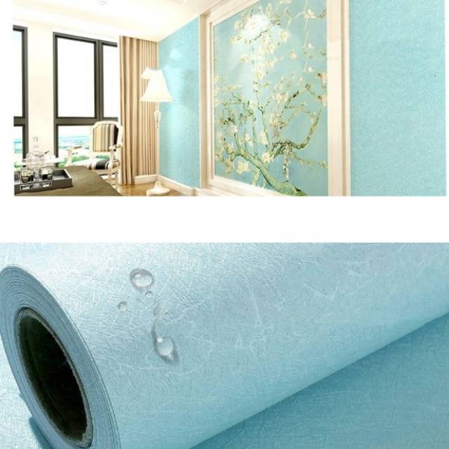 Jual Wallpaper Sticker Dinding Biru Mudah Polos | Shopee Indonesia