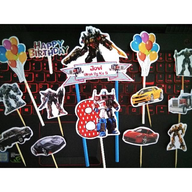 Jual topper hiasan kue transformer optimus prime cars mobil car set ...