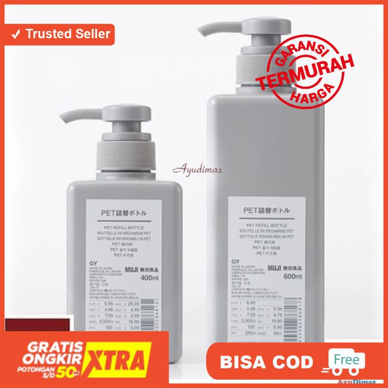 Jual MUJI GREY PET Rectangular Refill Pump Bottle - botol abu abu ...