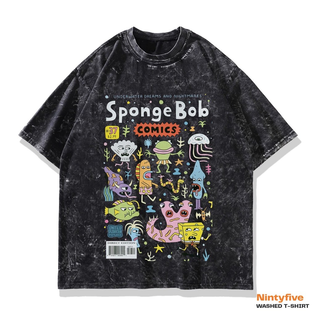 Jual Baju Spongebob comics Oversize Washed cartoon 90s Printed On ...