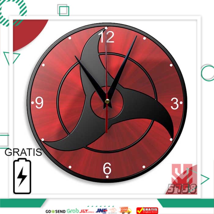 Jual JAM DINDING SHARINGAN (ANIME NARUTO) UNIK KAYU Mesin Sweep (Silent ...