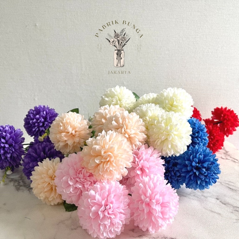 Jual COD (5 Tangkai) Bunga Dandelion Plastik / Bunga Pompom Artificial ...