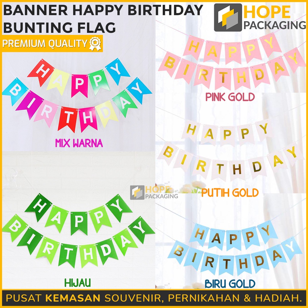 Jual Banner Happy Birthday SEGI LIMA / Bunting Flag Ulang Tahun Tulisan ...