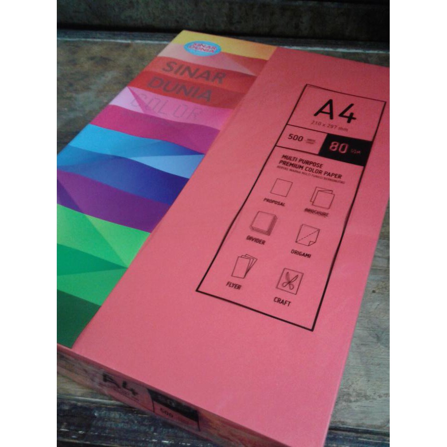 Jual Sinar Dunia. Kertas Warna A4 80Gsm. It 250 Red. - Merah ...