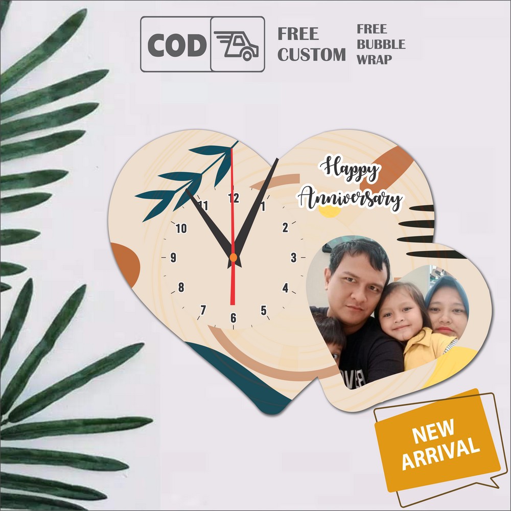 Jual [FREE CUSTOM] kado pernikahan jam dinding wedding anniversary ...