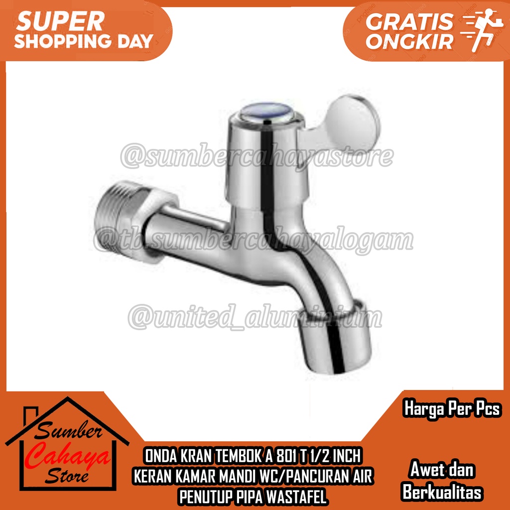 Jual Onda Kran Tembok A 801 T 1/2 Inch Keran Air Tanam Dinding Silver ...