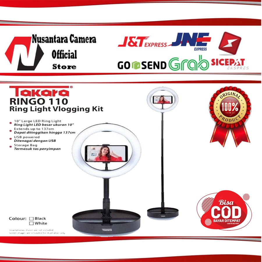 Jual Takara Ringo 110 10 inch LED Ring Light Vlogging Kit Bi Color Foldable - Putih | Shopee ...