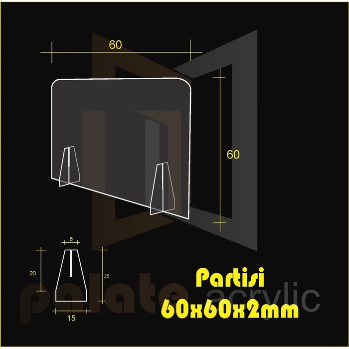 Jual PARTISI / SEKAT / PEMBATAS MEJA AKRILIK 60x60 TANPA LUBANG / MEJA ...