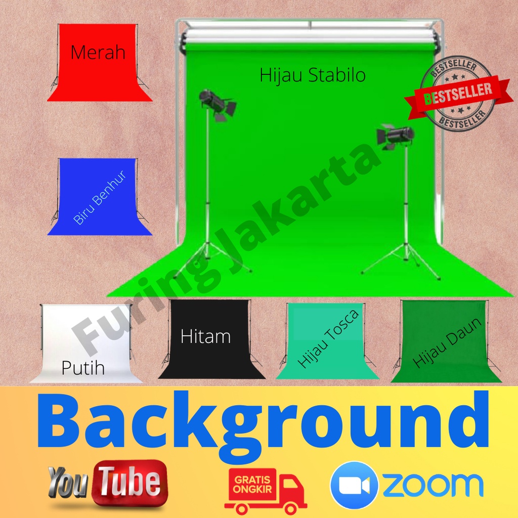 Jual 1 Meter Background Youtuber Backdrop zoom Green Screen | Shopee ...