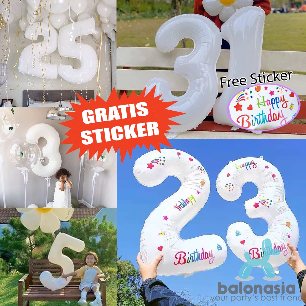 Jual Balon angka 100cm Putih | Shopee Indonesia