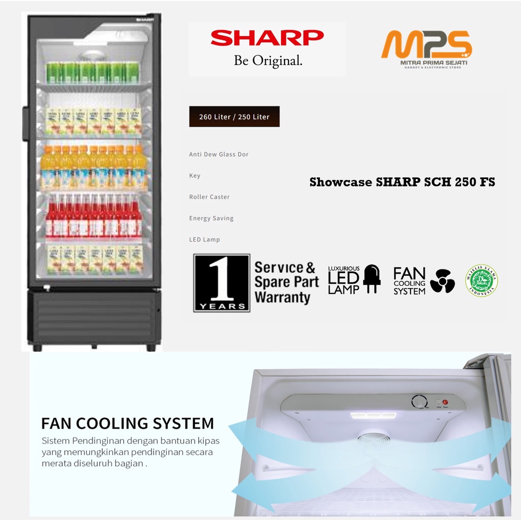 Jual Showcase Sharp SCH 250 FS - 4 Rak - Garansi Resmi Sharp Indonesia ...