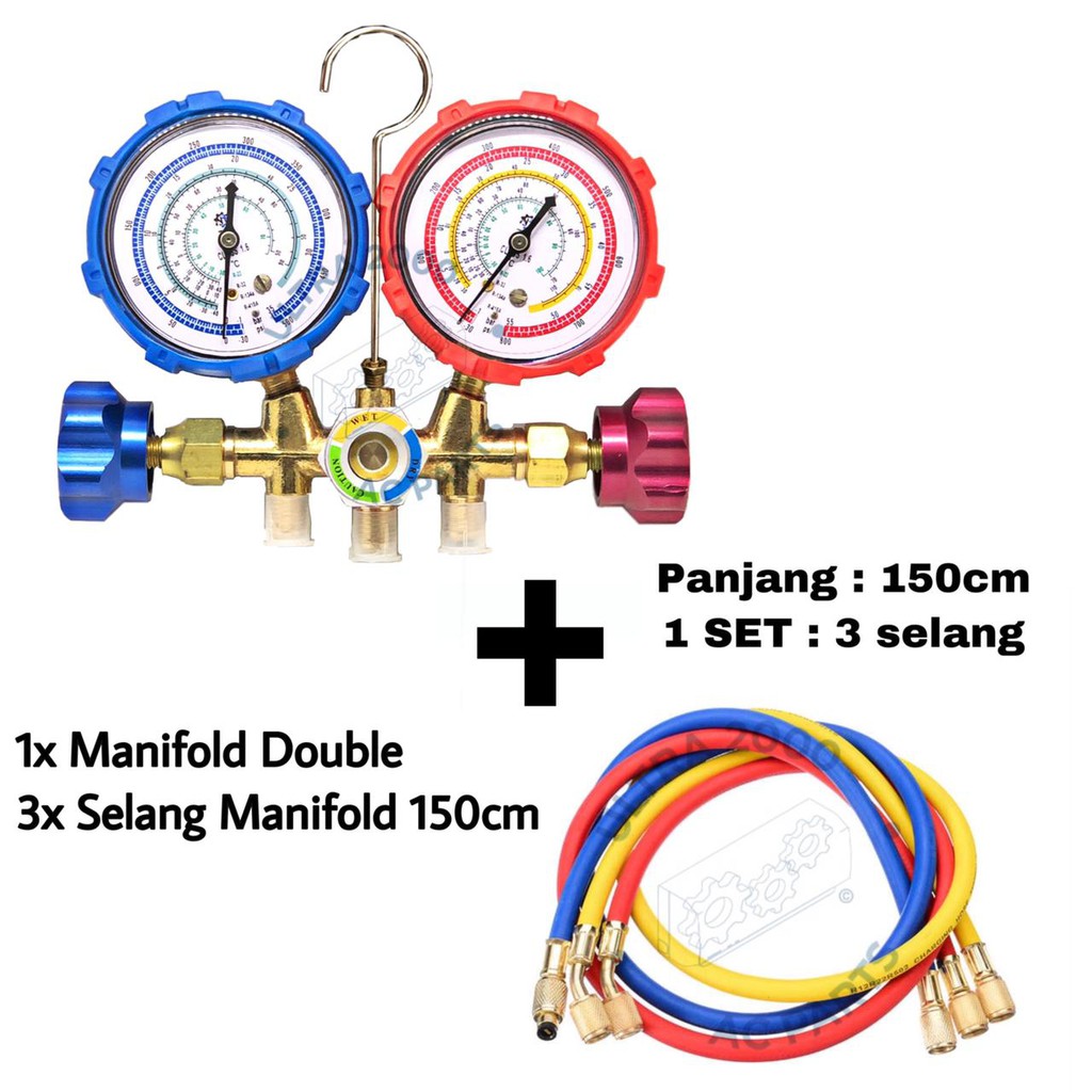Jual Double Manifold Gauge Multi R22 R410a R32 R134a | Shopee Indonesia