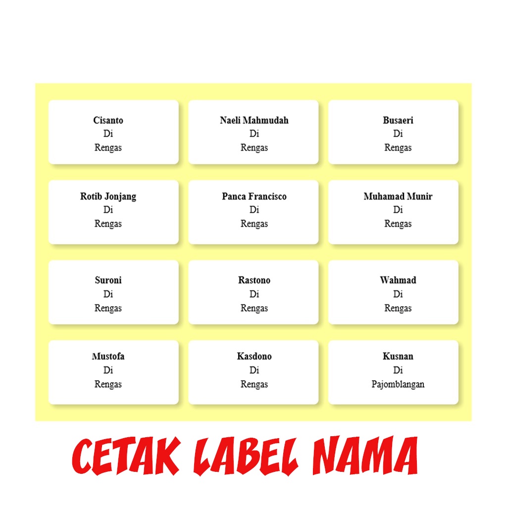 Jual Cetak Label Nama untuk Undangan | Shopee Indonesia
