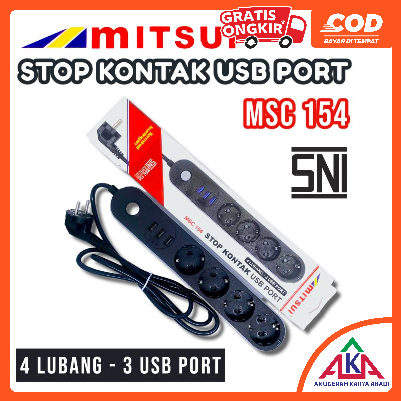 Jual Stop Kontak MITSUI MSC 154 USB Port 4 Lubang 3 USB Port | Shopee ...