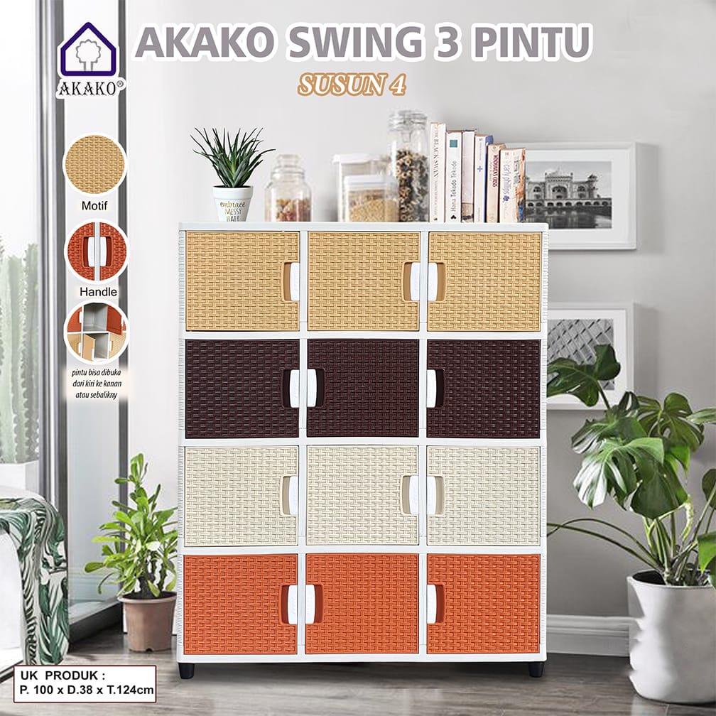 Jual AKAKO SWING 3 PINTU LEMARI PLASTI AKAKO TRIPLE SWING RAK TV ...