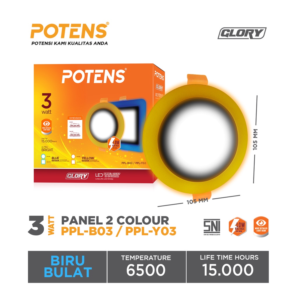 Jual POTENS PPL-B03-R Potens Lampu LED Panel Down Light Warna 2 Colour ...