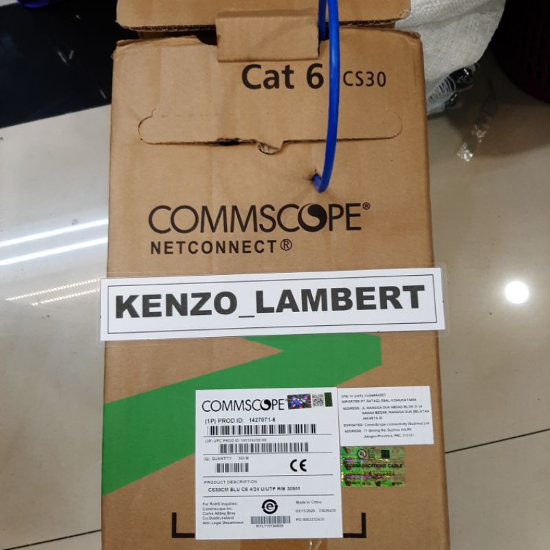 Jual kabel LAN UTP CAT 6 COMMSCOPE panjang @50 meter warna BIRU ...