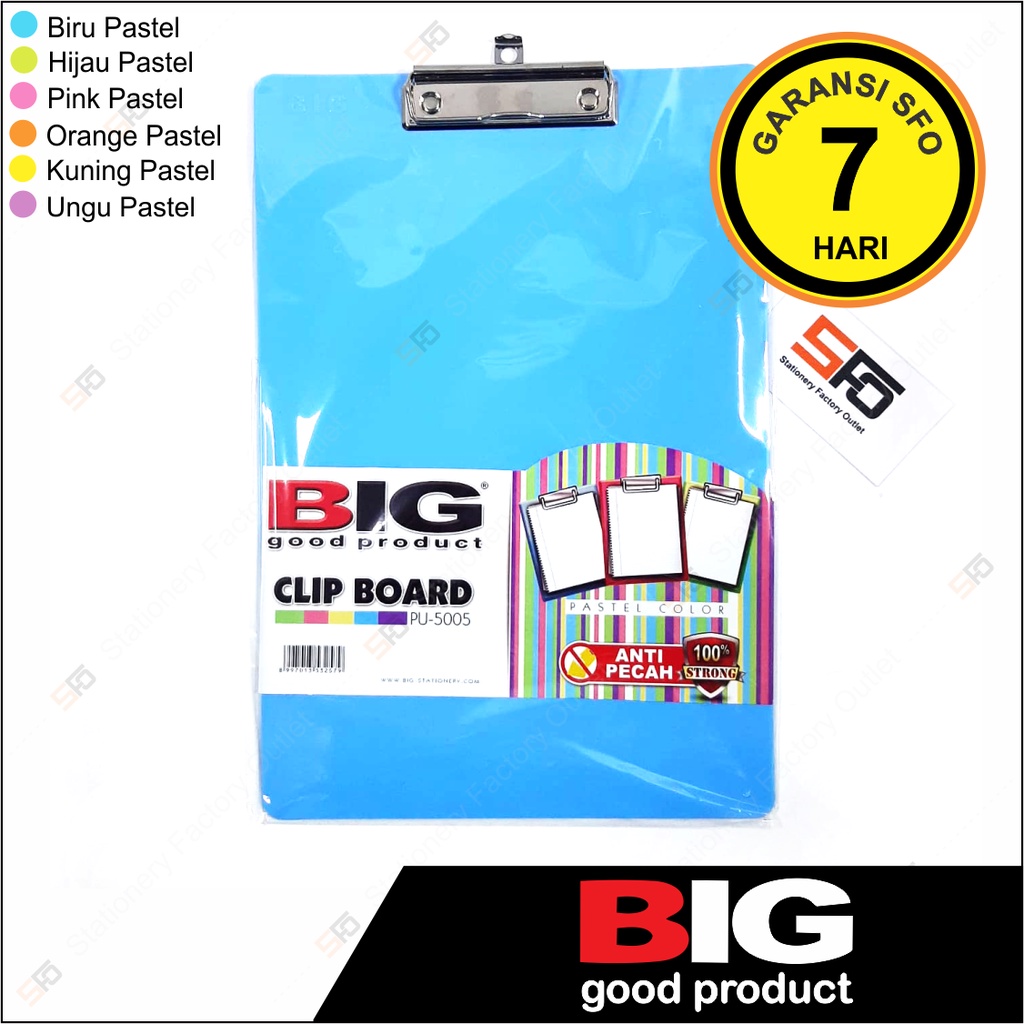 Jual Papan Ujian F4 Pastel Big 5005 - Clip Board Plastik - SFO Semarang ...