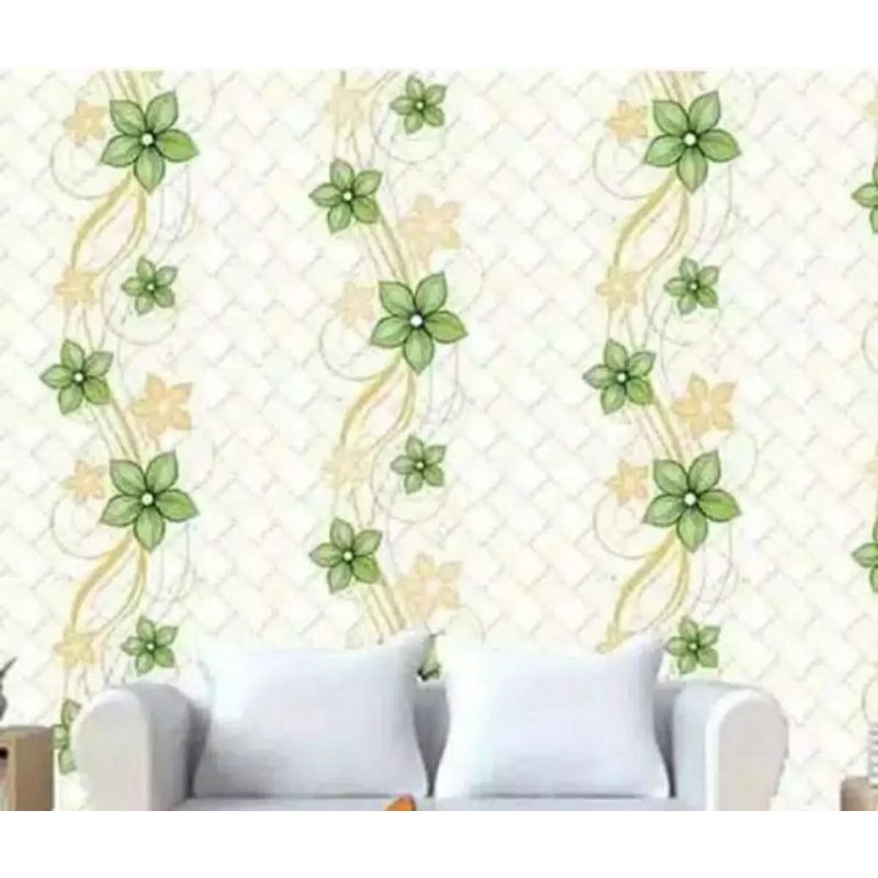 Jual wallpaper dinding motif mawar hijau 45cm x 5 meter | Shopee Indonesia