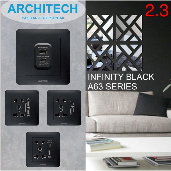 Jual ARCHITECH INFINITY BLACK / SAKLAR USB / STOP KONTAK / COLOKAN A63 NEW 2.3 gabungan | Shopee ...
